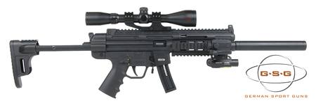 22 GSG-16 MP5 Replica, Red Dot, 3-9x40 Scope, Laser, Torch and Foregrip ...
