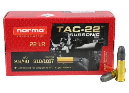 Norma 22LR TAC-22 40gr Lead Hollow Point Subsonic 1017fps NZ - 22 LR by ...