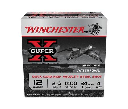 Winchester 12ga Super X Duck Load 34gr 70mm #4 Steel 25 Rounds NZ ...